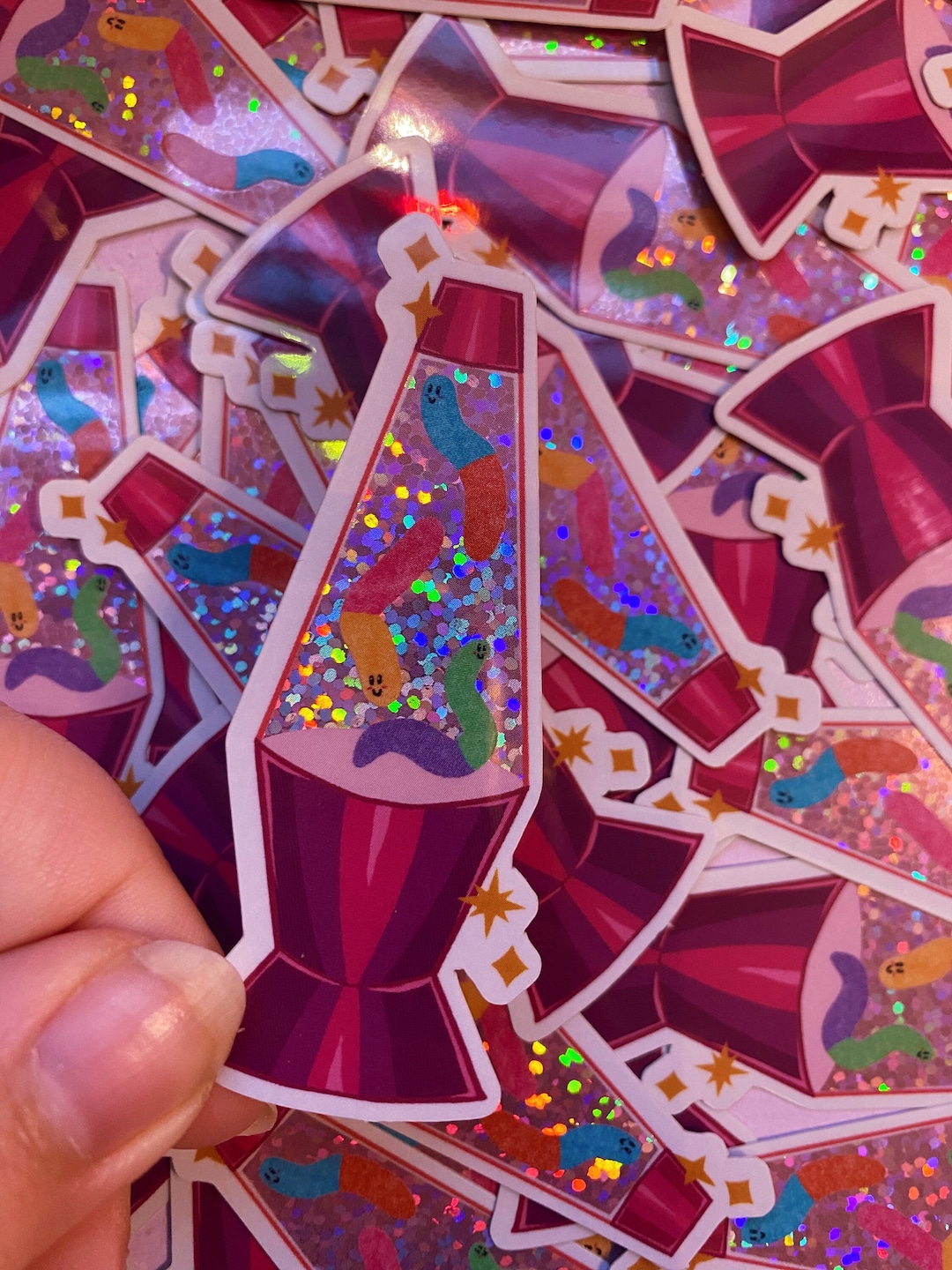 Gummy Worm Lava Lamp Glitter Sticker - Etsy