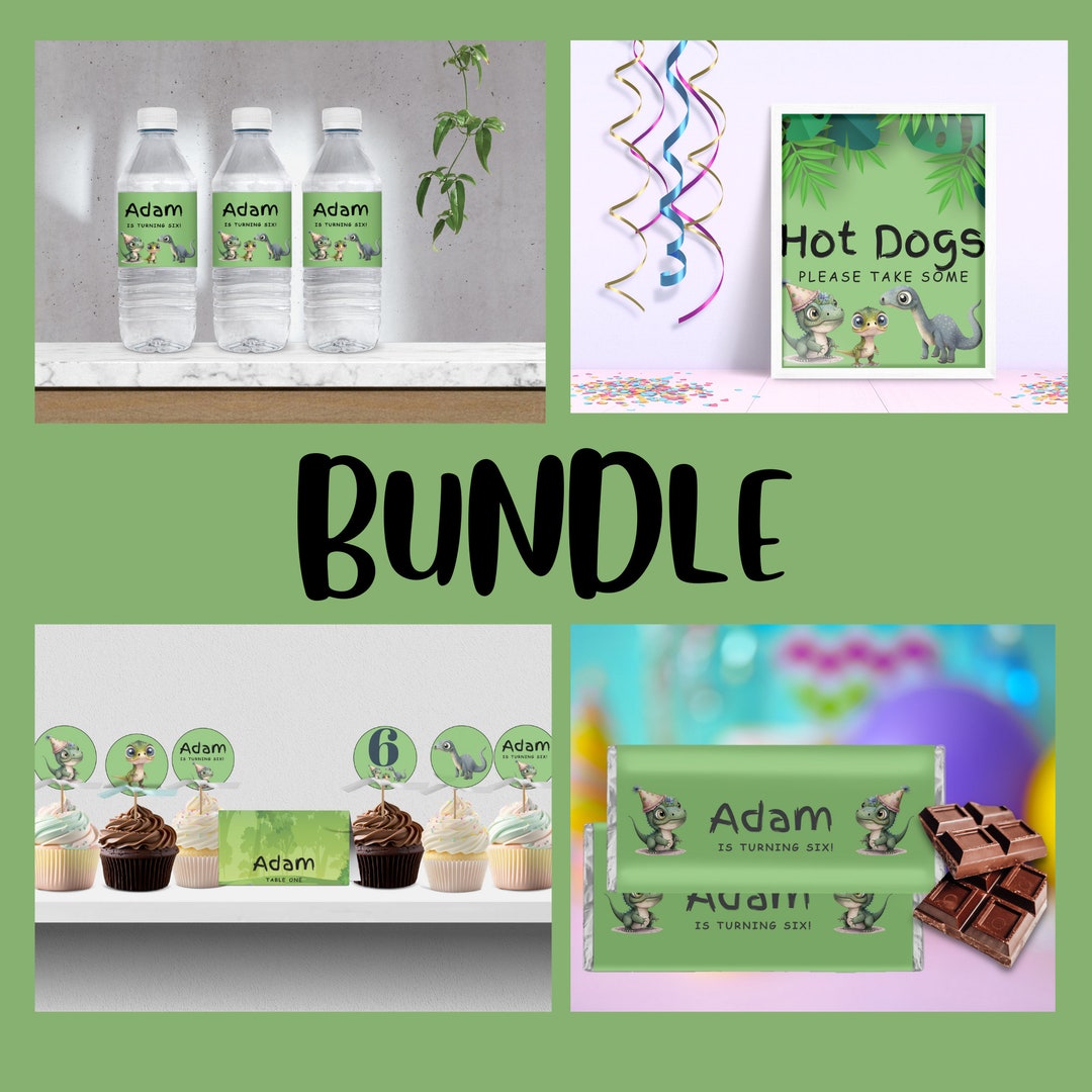 Customizable and Printable, Dinosaur Party Bundle, Chocolate Wrapper ...