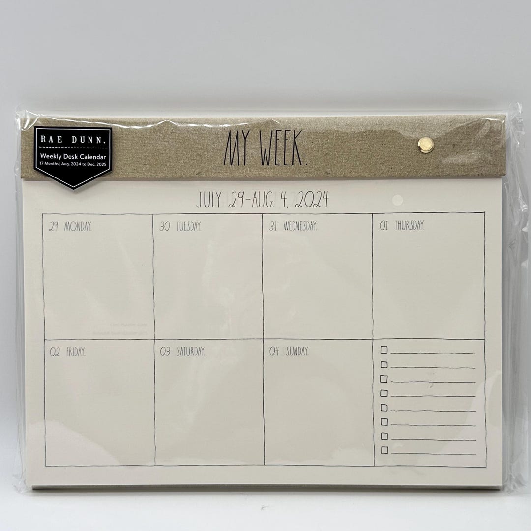 Rae Dunn MY WEEK 17 Months 2025 Weekly Desk Calendar black/kraft - Etsy