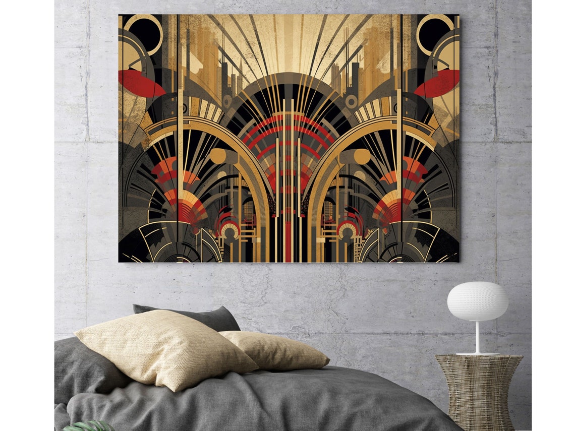 Large Horizontal Wall Art, DOWNLOADABLE Art Deco Print, Art Deco Decor ...
