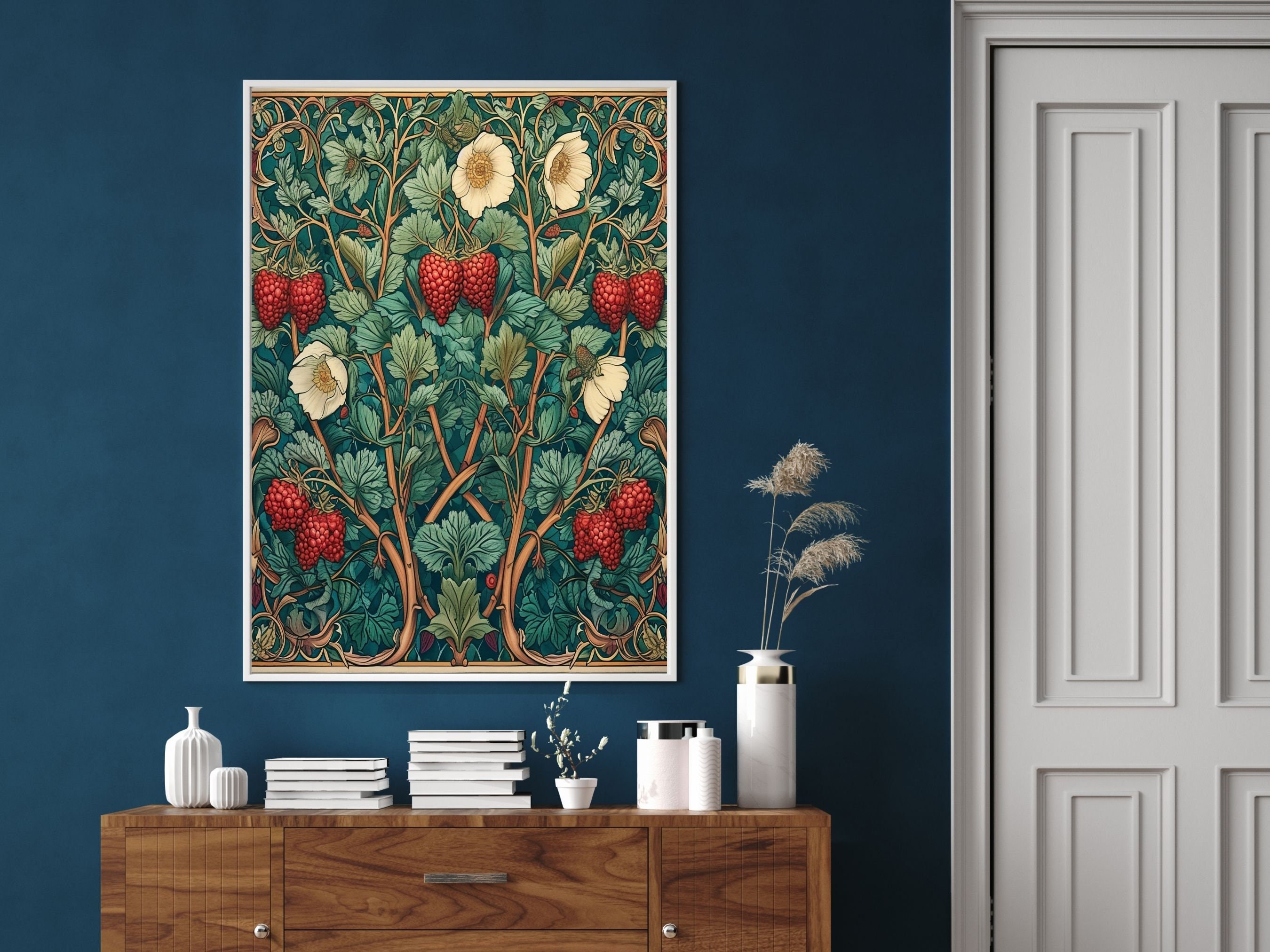 Art Nouveau Raspberry Bush, Art Nouveau Wall Decor Raspberries and ...
