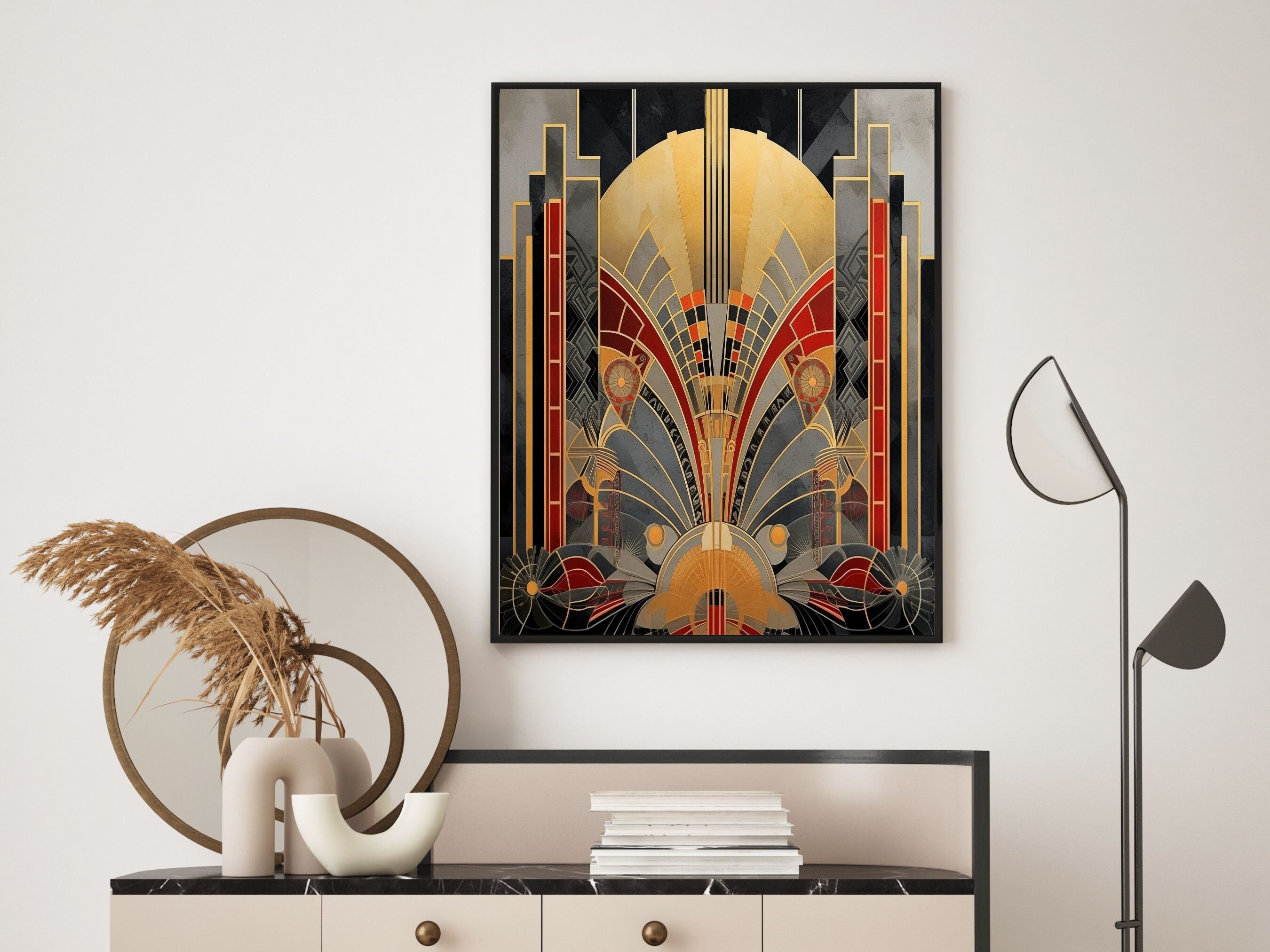 Printable Wall Art Deco Geometric Digital Print, Abstract Art Deco Wall ...