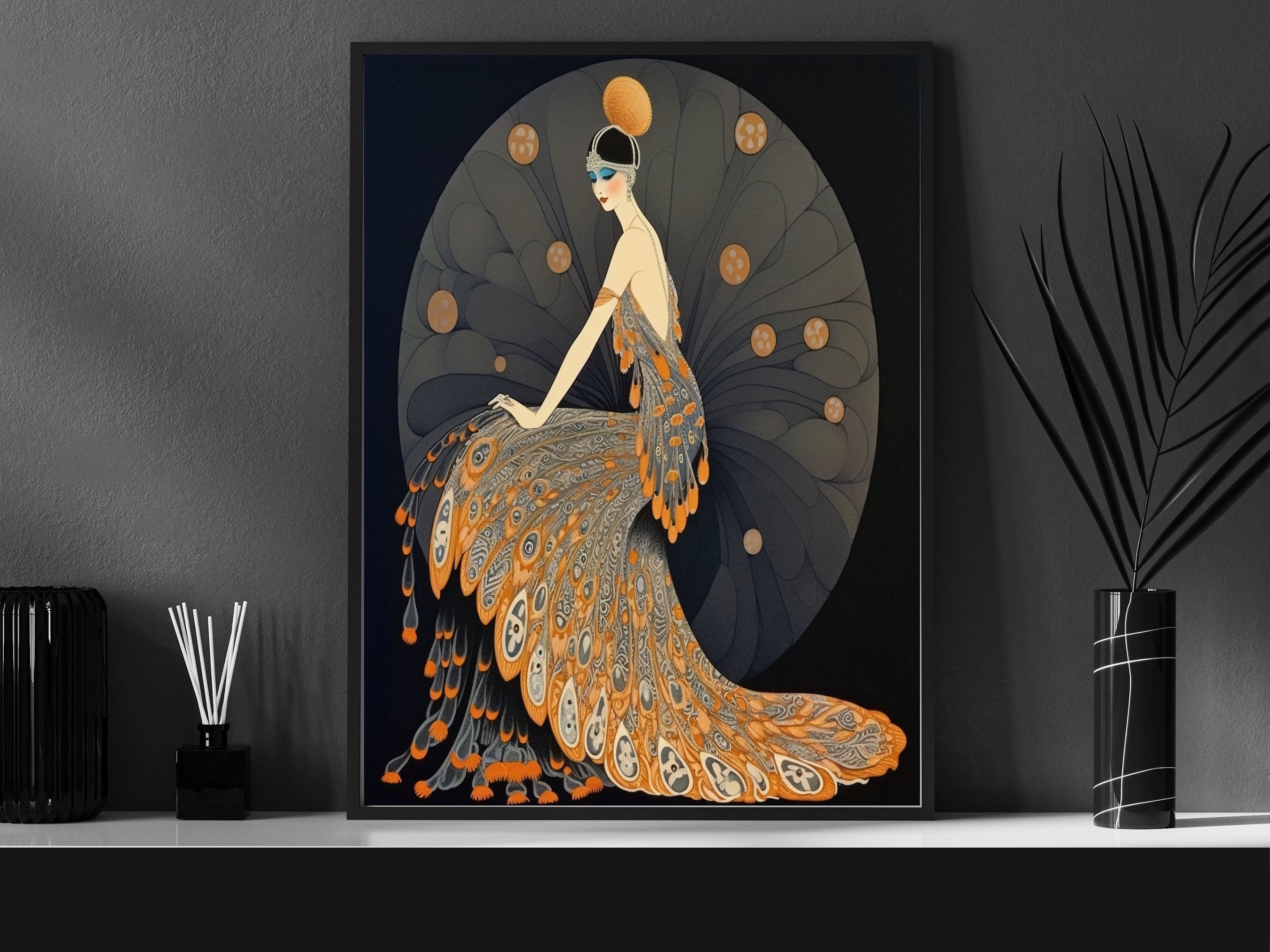 Art Deco Erte Print, Art Deco Wall Art Erte Gown, Art Deco Printable ...