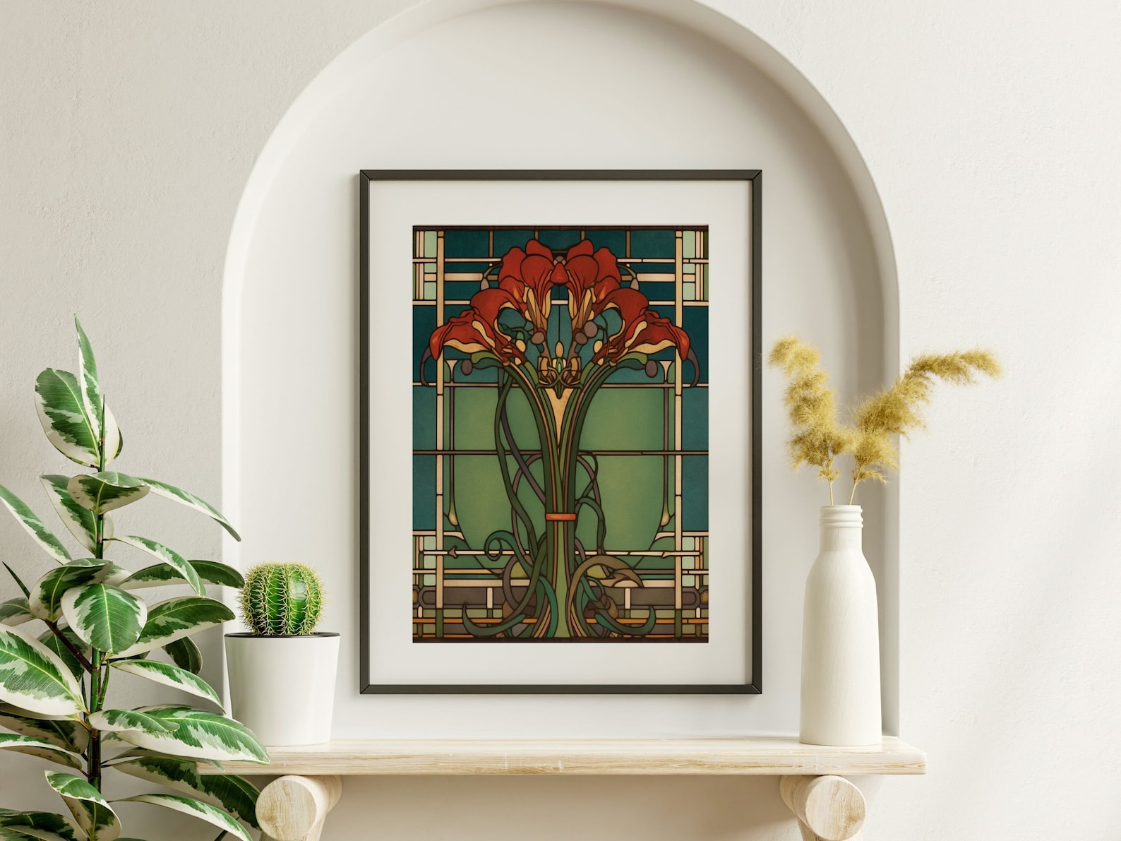 Art Deco Botanical Prints, Vintage Botanical Prints, Red Lily Art Deco ...