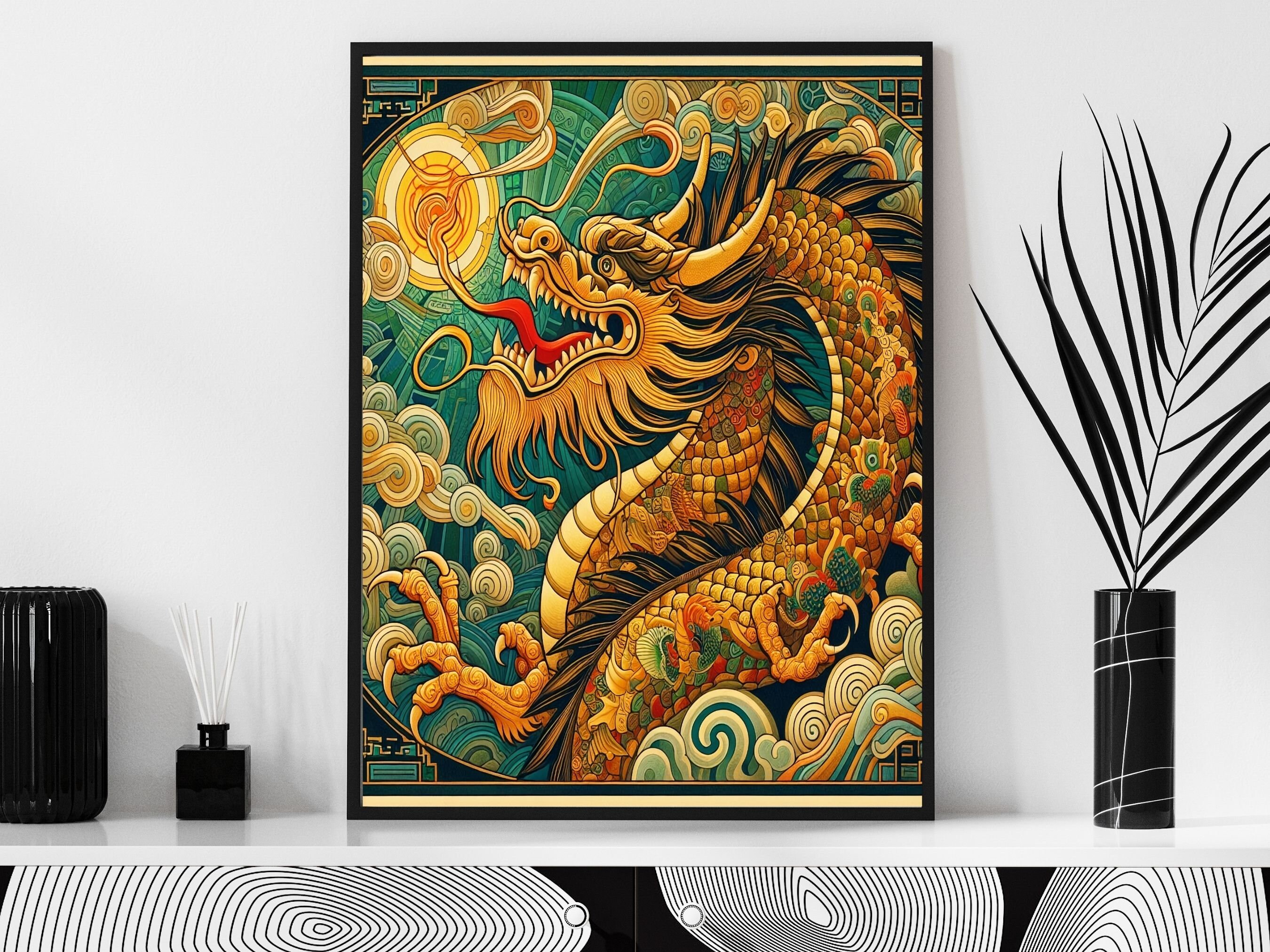 Colorful Wall Art Dragon, Chinese New Year 2024 Year of the Dragon ...
