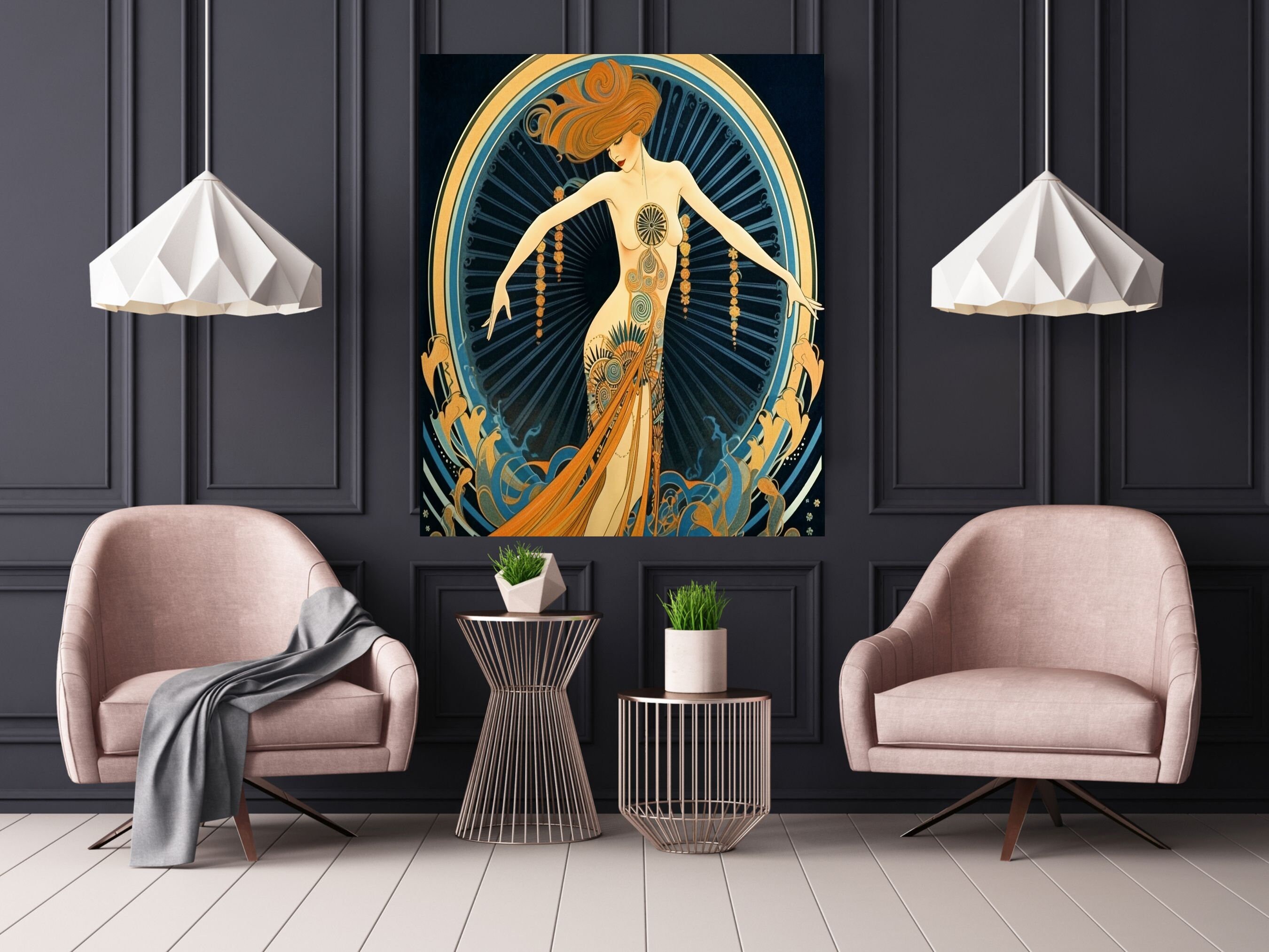 Printable Wall Art Deco Style Erte Print, Art Nouveau Erte Style, Art ...