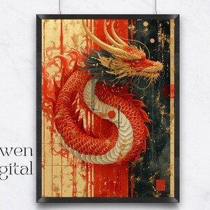 Art Deco Wall Art Dragon, Chinese New Year 2024 Year of the Dragon ...