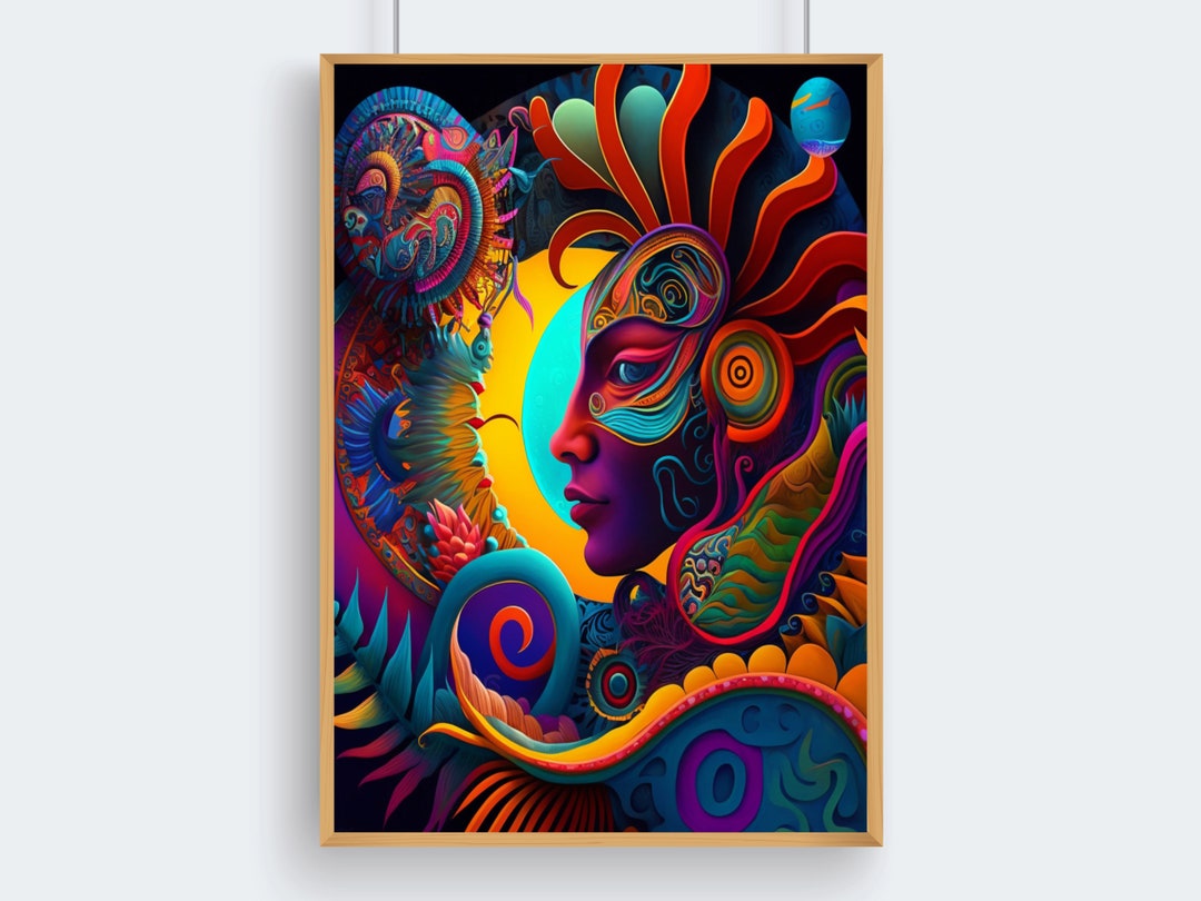 Printable Mayan Decor, Divine Feminine Print, Colorful Goddess Art ...