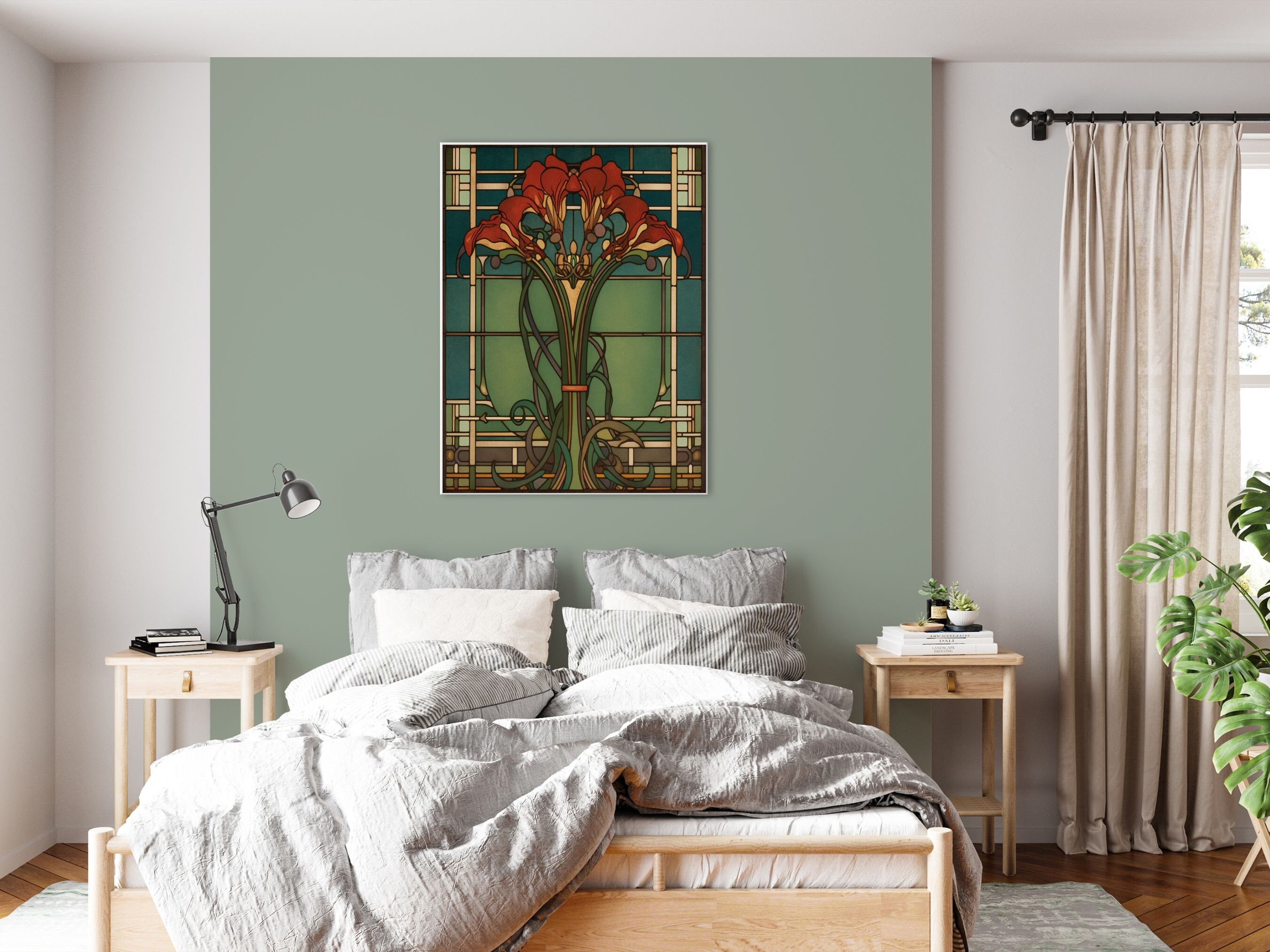 Art Deco Botanical Prints, Vintage Botanical Prints, Red Lily Art Deco ...