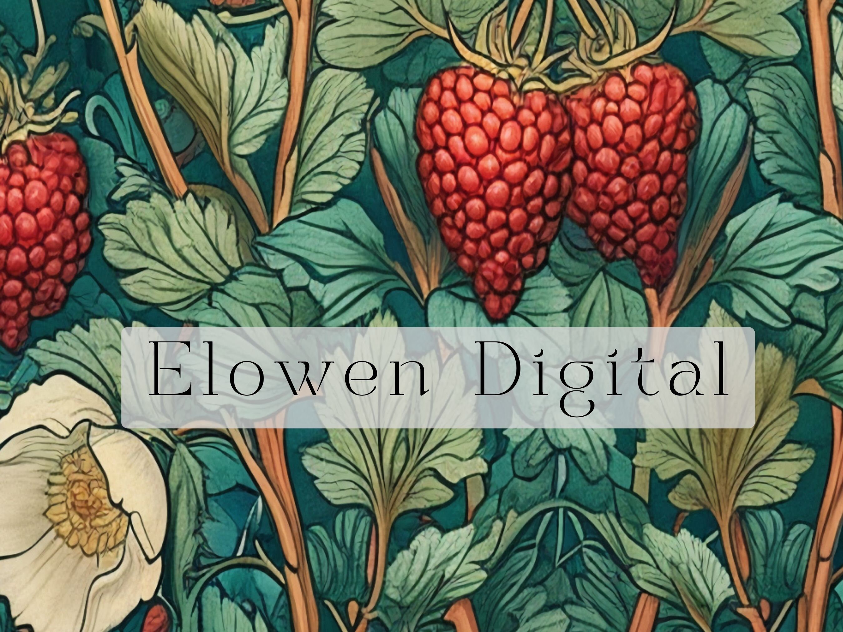 Art Nouveau Raspberry Bush, Art Nouveau Wall Decor Raspberries and ...