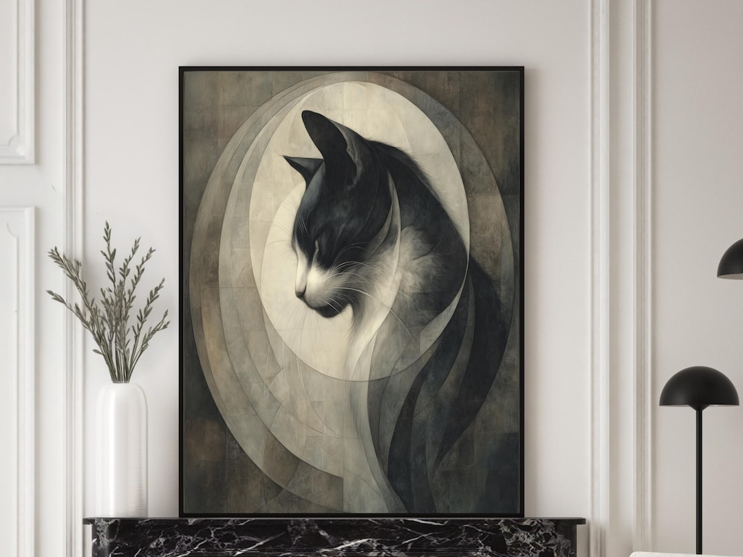Cat Gifts: Tuxedo Cat Portrait Wall Art - Etsy
