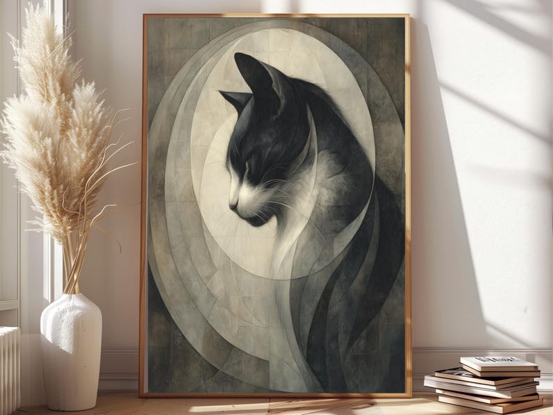 Cat Gifts: Tuxedo Cat Portrait Wall Art - Etsy