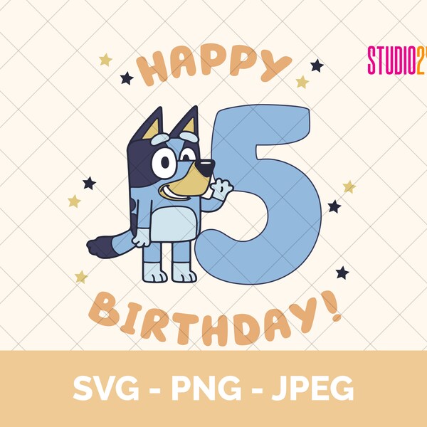 Bluey 5th Birthday Svg - Etsy New Zealand