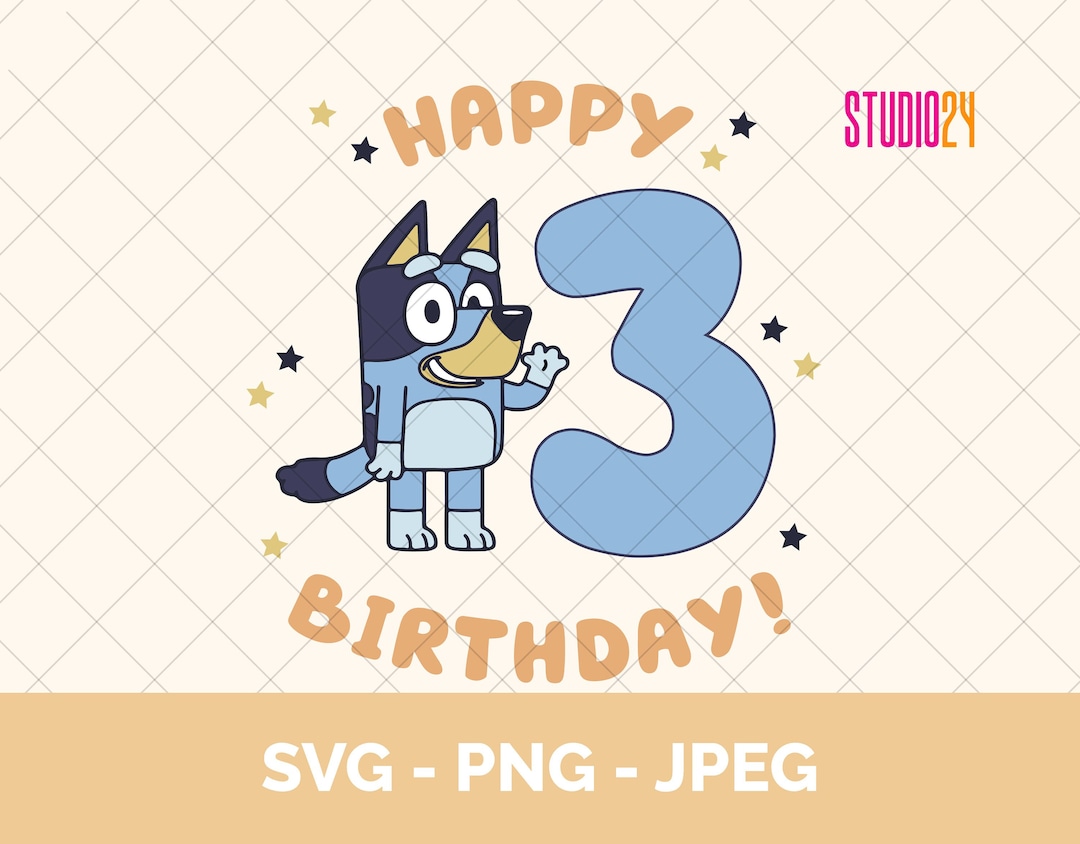 Joyeux anniversaire Bluey SVG JPG PNG pour téléchargement - Etsy France