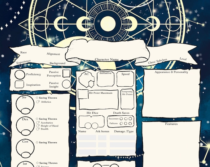 DnD 5e Charakterbogen: Circle of the Moon Druid, ausfüllbarer PDF ...
