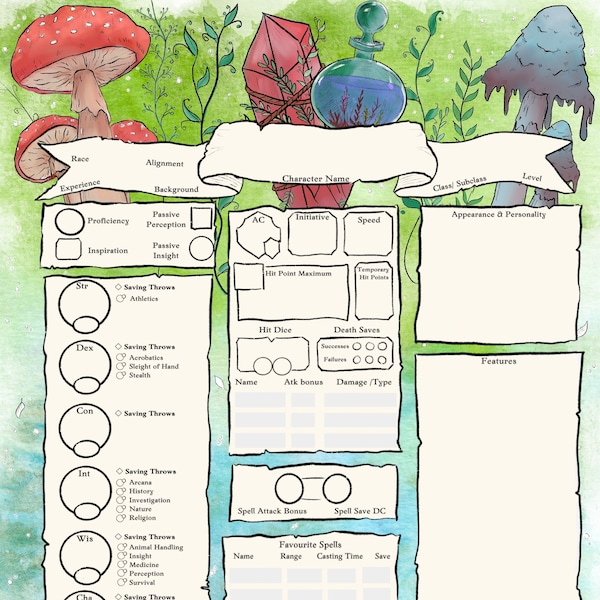 Mushroom 5e Sheet - Etsy