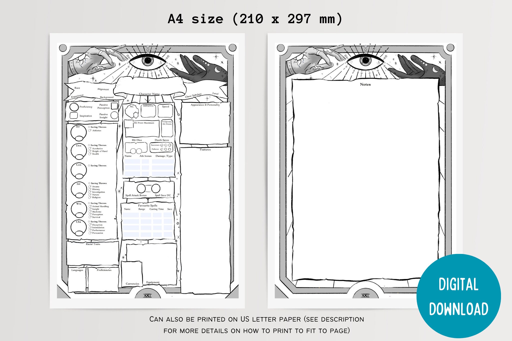 Cosmic Monk Dnd 5e Character Sheet: Illustrated PDF Journal - Etsy