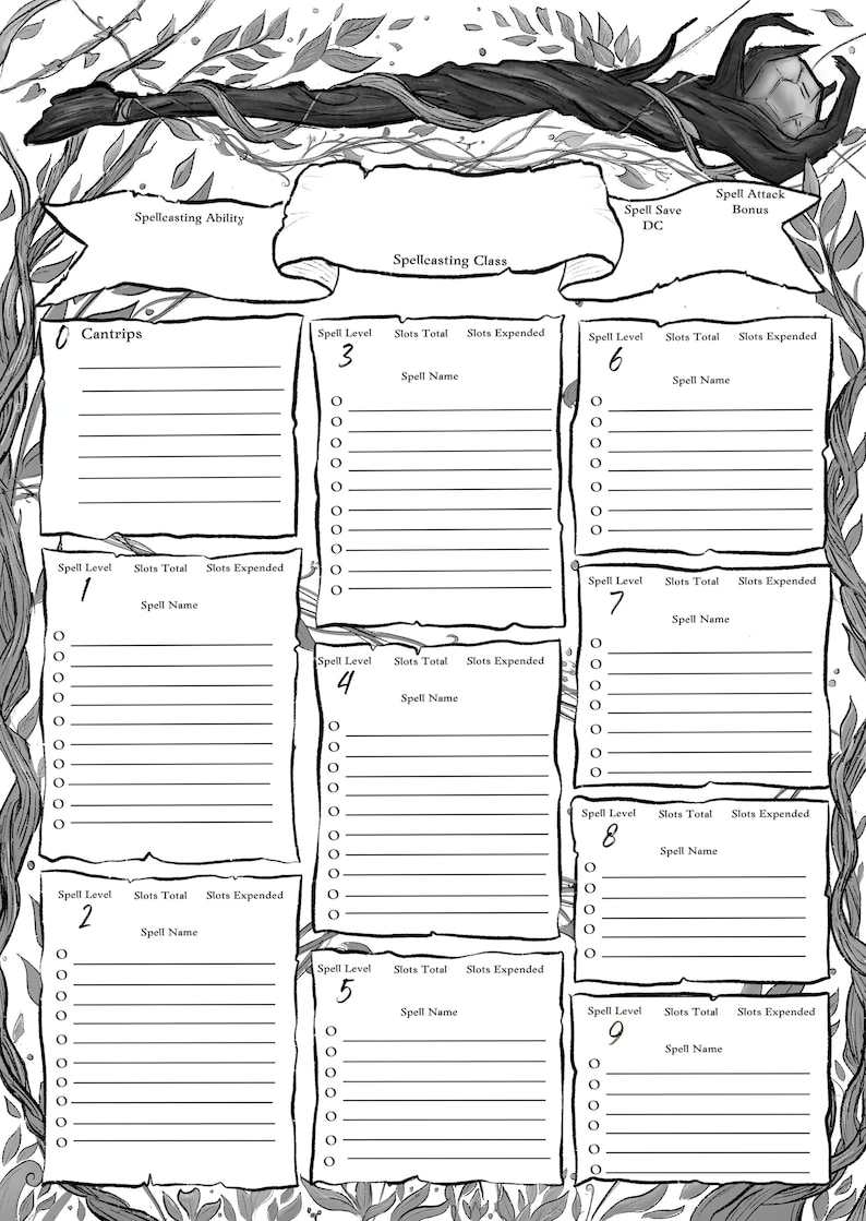 Secret Grove Dnd 5e Character Sheet: Hand-illustrated RPG Journal (PDF ...