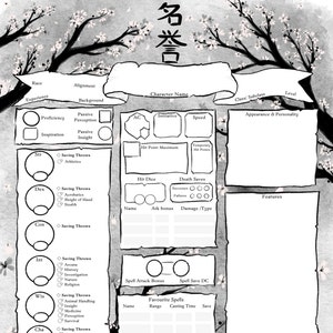 Hanami Dnd 5e Character Sheet: Japanese TTRPG Journal (digital Download ...