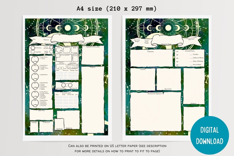 Celestial Skies / Dnd Character Sheet PDF / Dnd Character - Etsy