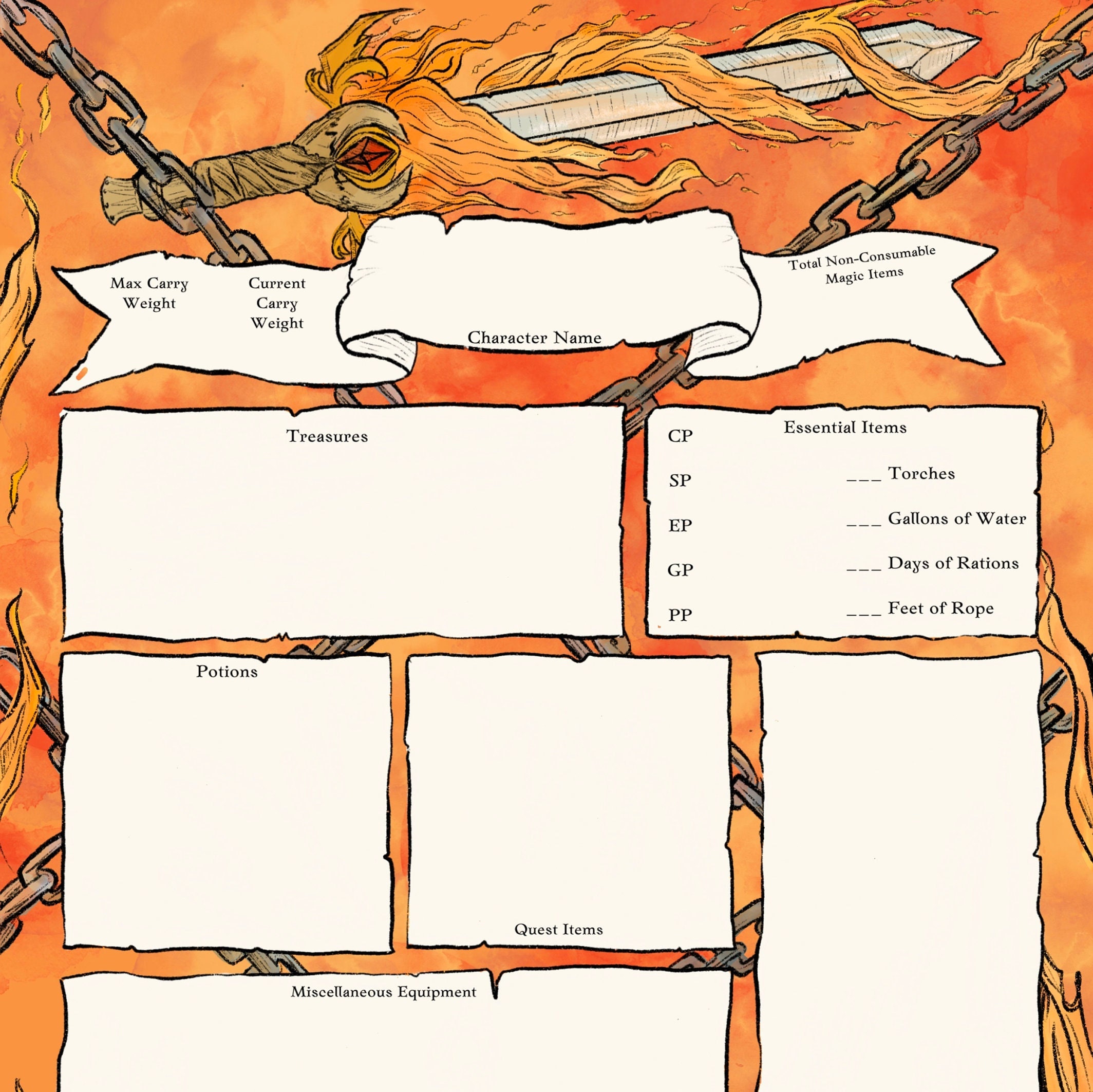 Inferno / Dnd Character Sheet PDF / Dnd 5e Character Sheet - Etsy