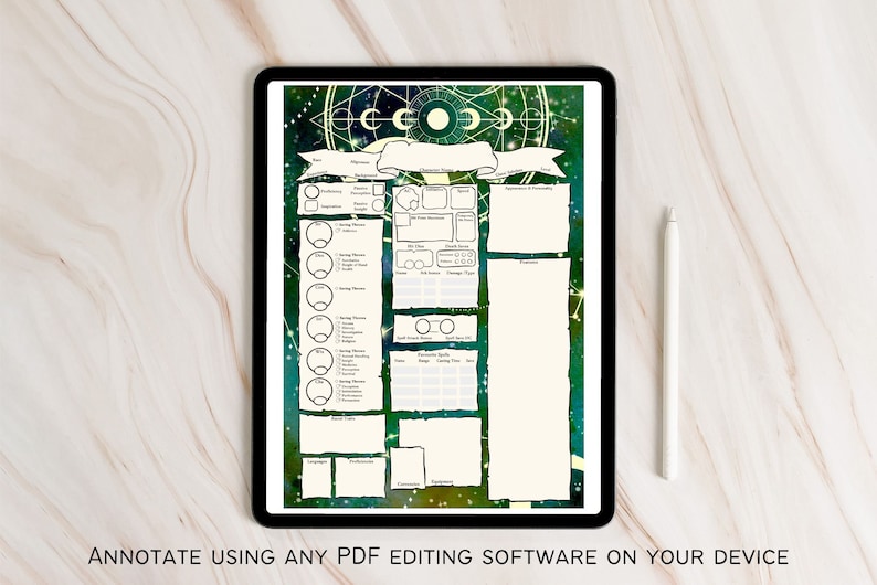 Celestial Skies / Dnd Character Sheet PDF / Dnd Character - Etsy