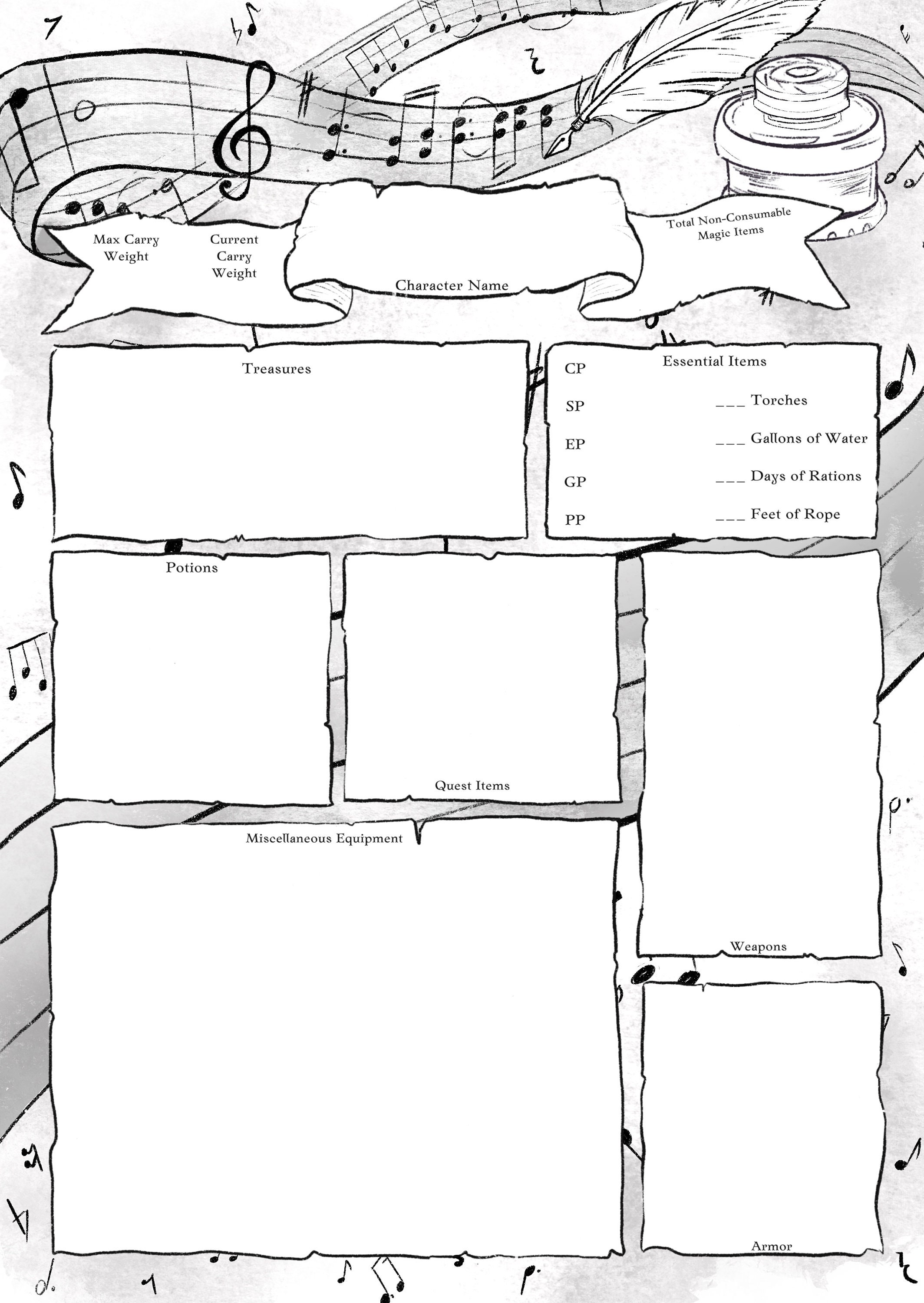 Sonata / Dnd Bard Character Sheet / Dnd Character Sheet PDF / - Etsy ...