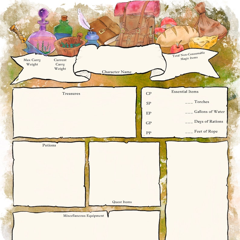 Adventurer Dnd Character Sheet PDF / Dnd Character Journal / - Etsy Australia