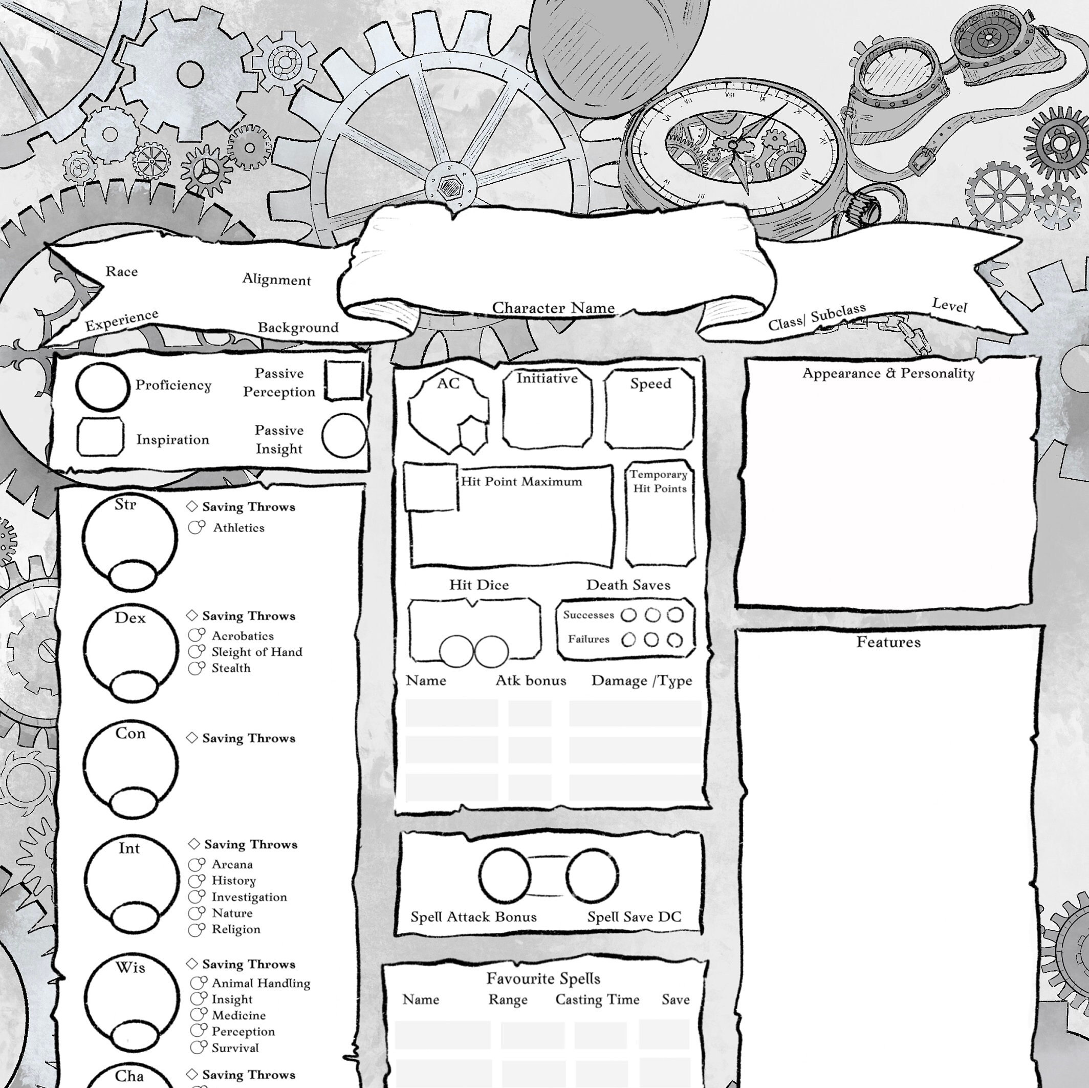 Tinkerer / Artificer Dnd Character Sheet 5e / Artificer - Etsy Canada