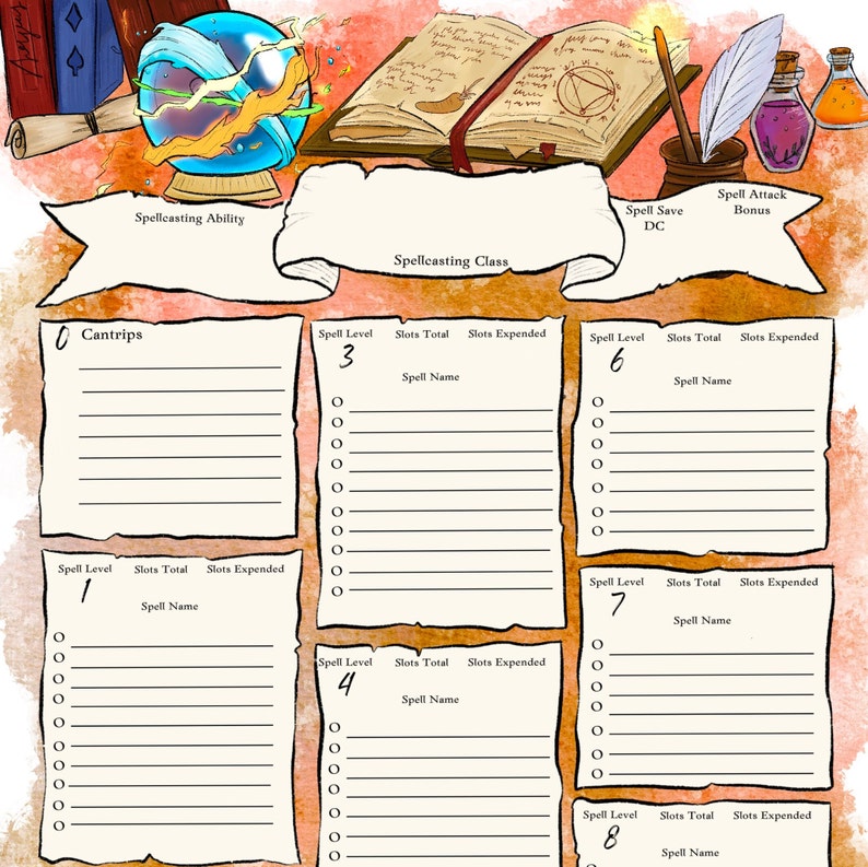 Arcana / Dnd Wizard Character Sheet/ Dnd Character Sheet PDF/ Dnd ...