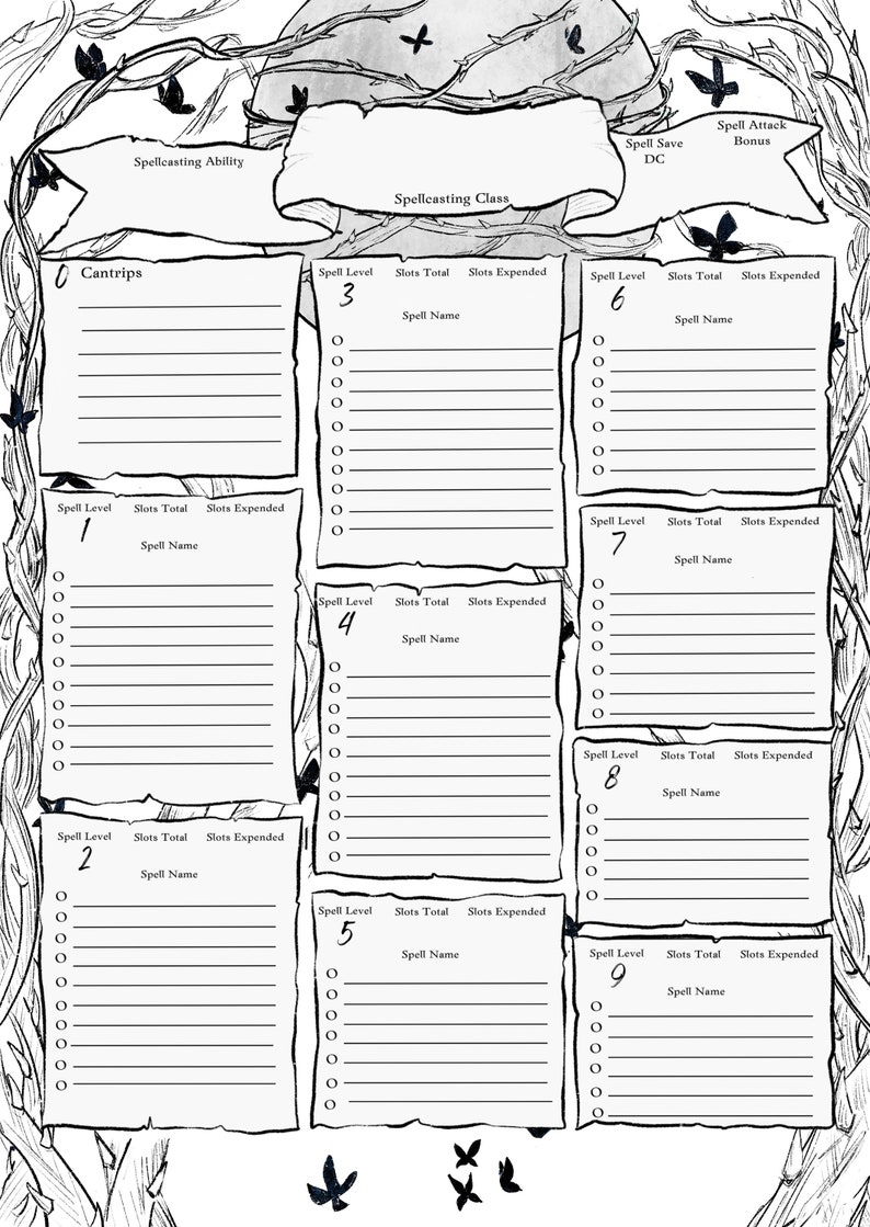 Lunar Fey / Dnd Character Sheet PDF / 5e Character Sheet Druid - Etsy ...