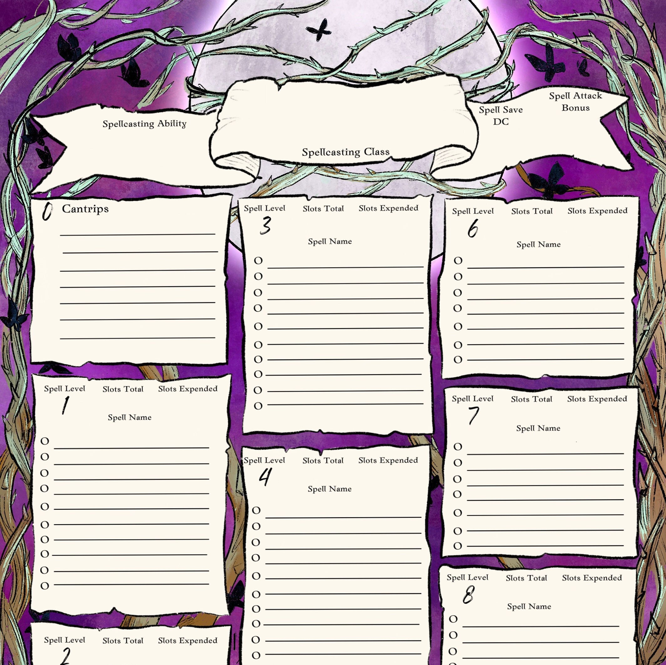 Lunar Fey / Dnd Character Sheet PDF / 5e Character Sheet Druid - Etsy ...