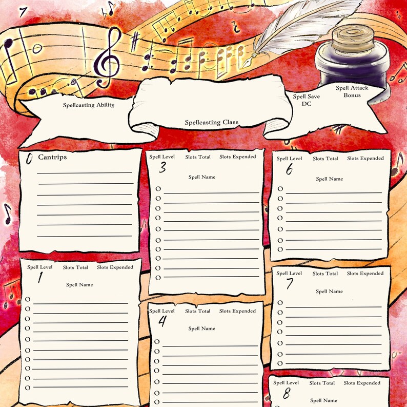 Sonata / Dnd Bard Character Sheet / Dnd Character Sheet PDF / - Etsy ...