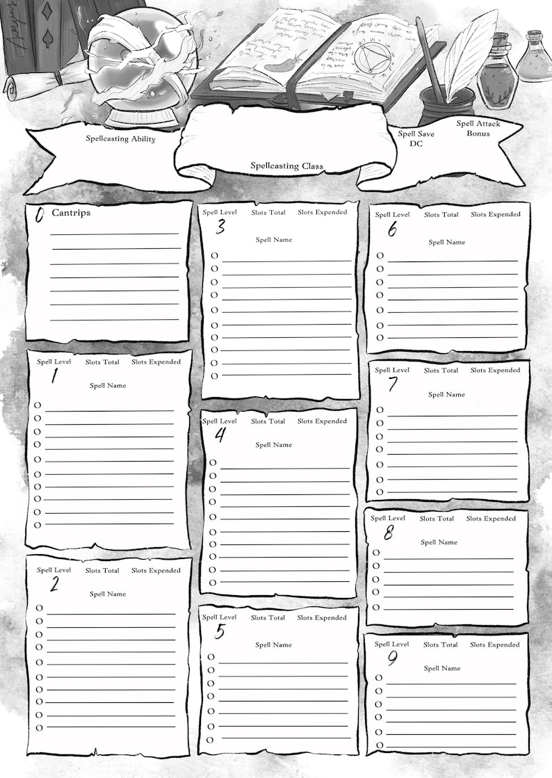 Arcana / Dnd Wizard Character Sheet/ Dnd Character Sheet PDF/ Dnd ...