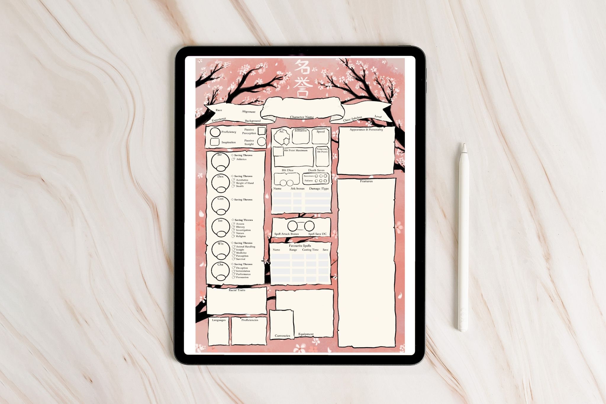 Hanami / Dnd Character Sheet PDF 5e Character Sheet Japan Dnd - Etsy ...