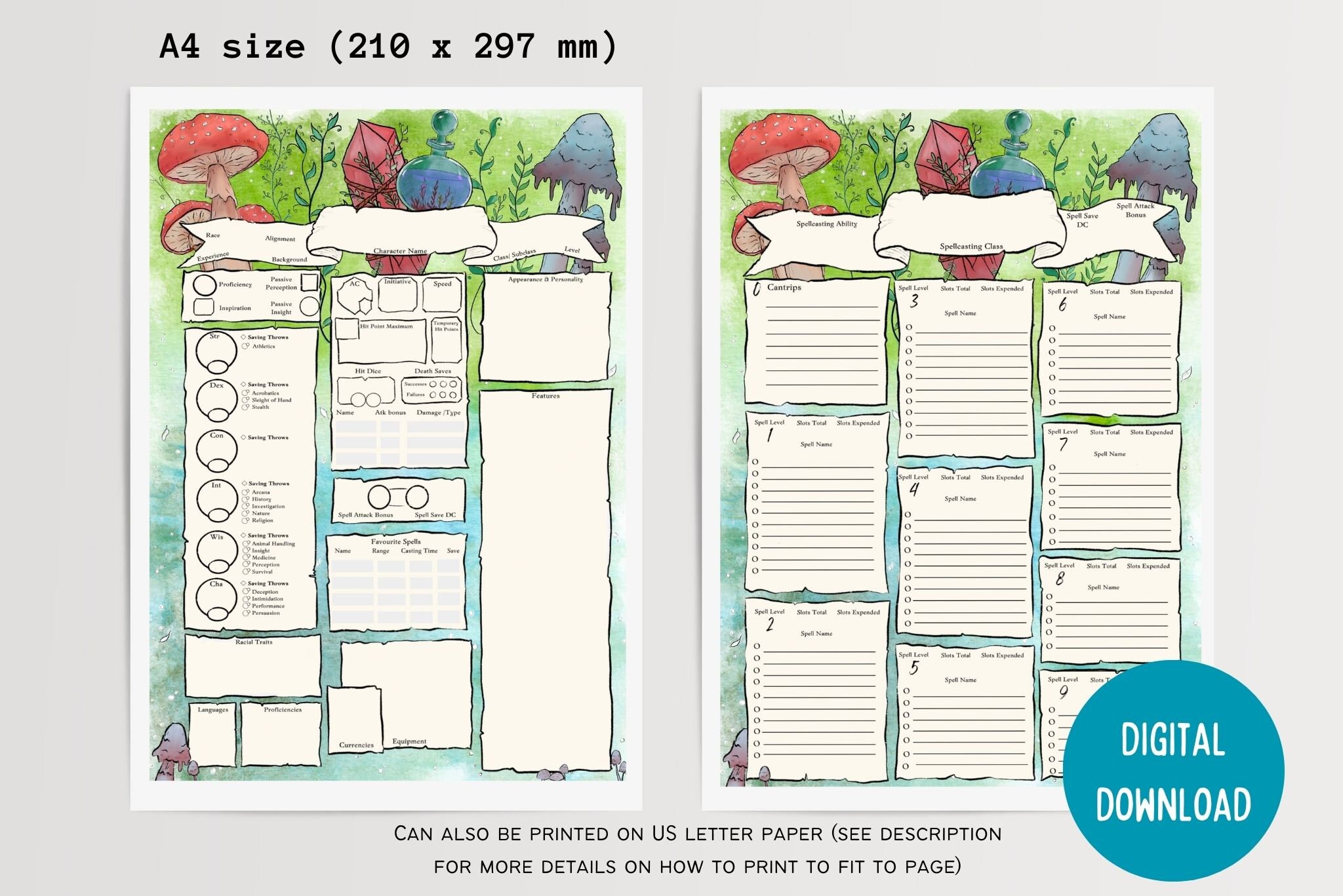 Mushroom Forest / Dnd Character Sheet / Dnd Druid Character - Etsy ...