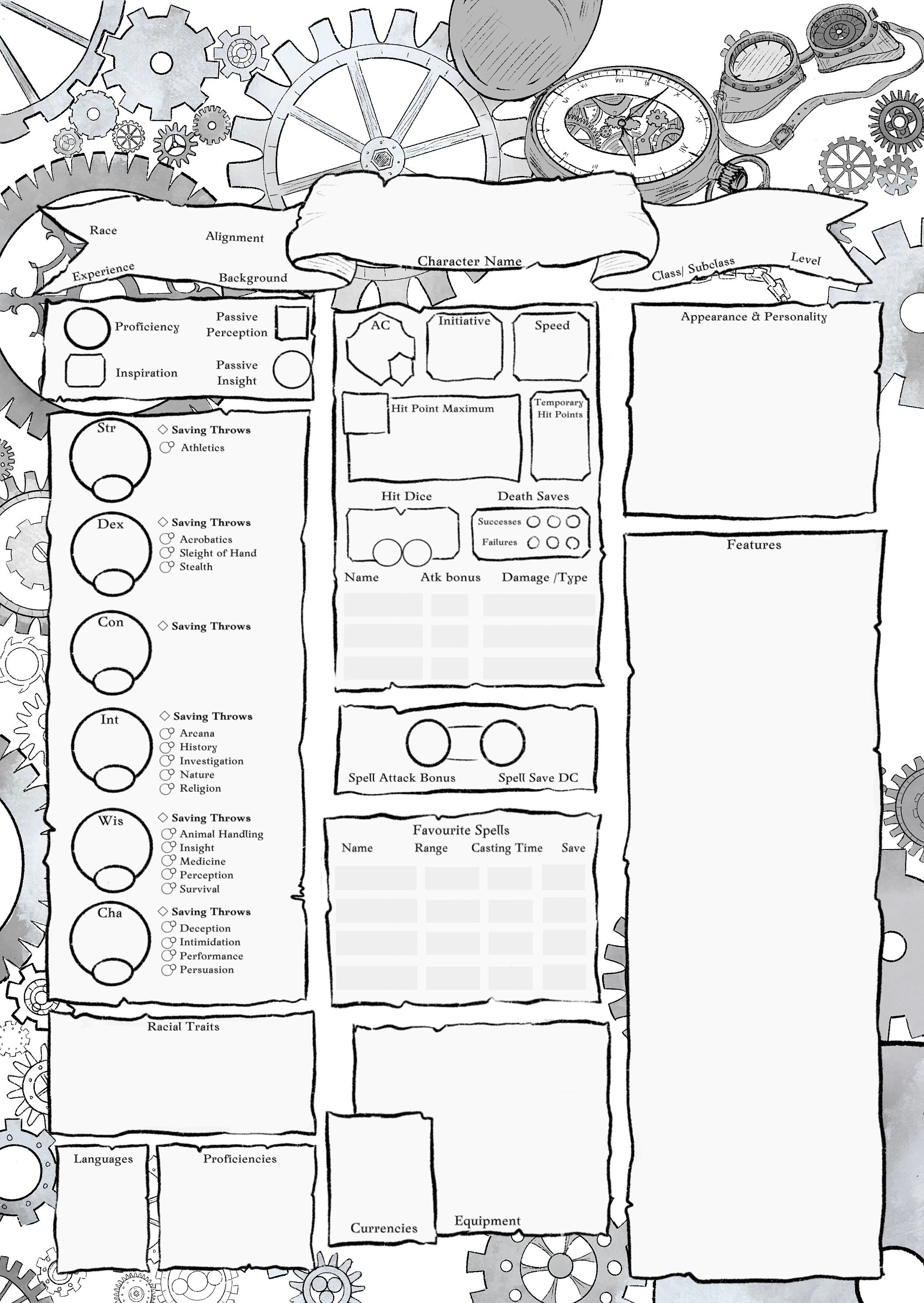 Tinkerer / Artificer Dnd Character Sheet 5e / Artificer - Etsy Australia