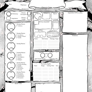 Hanami Dnd 5e Character Sheet: Japanese Cherry Blossom Design (PDF) - Etsy