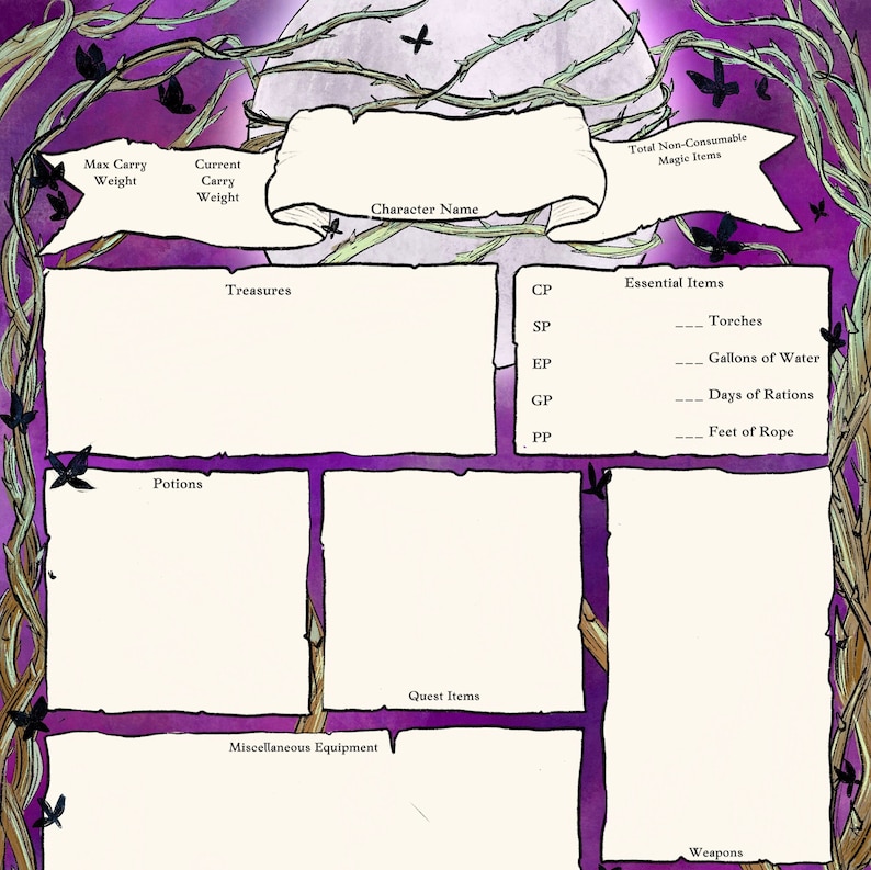 Lunar Fey / Dnd Character Sheet PDF / 5e Character Sheet Druid - Etsy ...