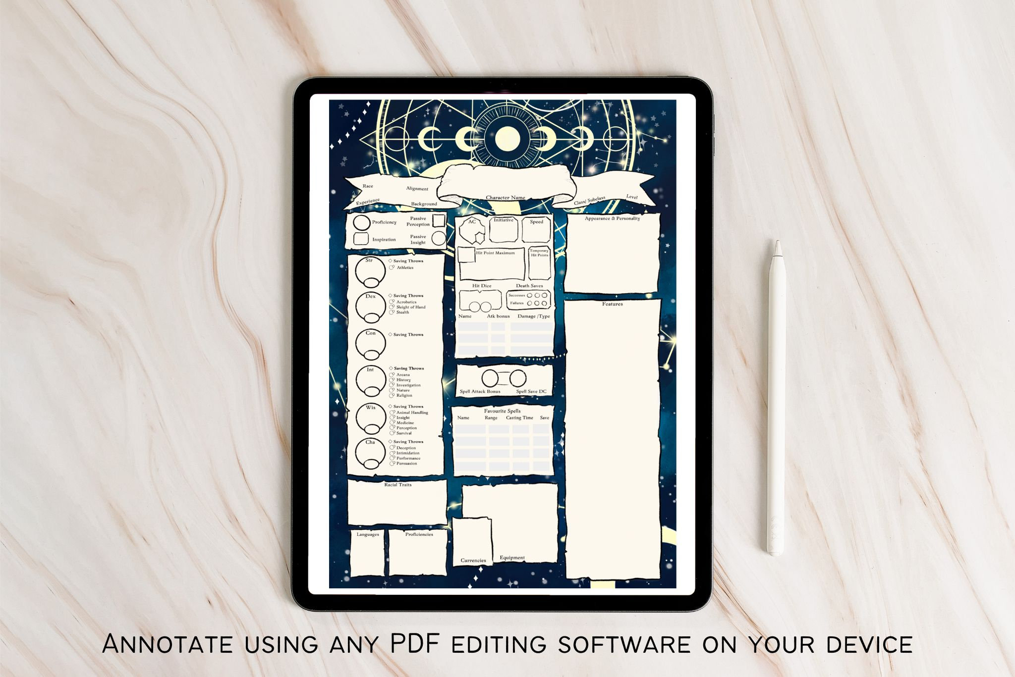 Celestial Skies / Dnd Character Sheet PDF / Dnd Character - Etsy Canada