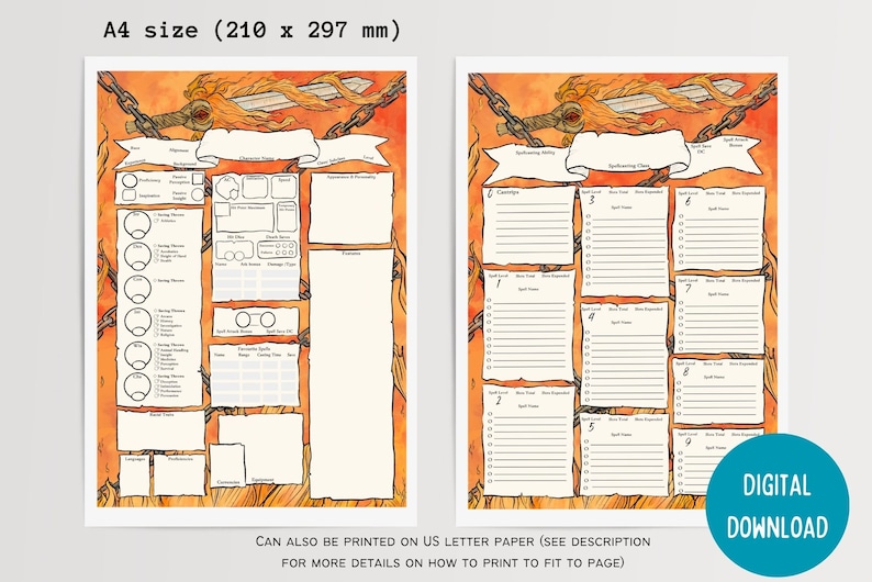 Inferno / Dnd Character Sheet PDF / Dnd 5e Character Sheet Druid Dnd ...