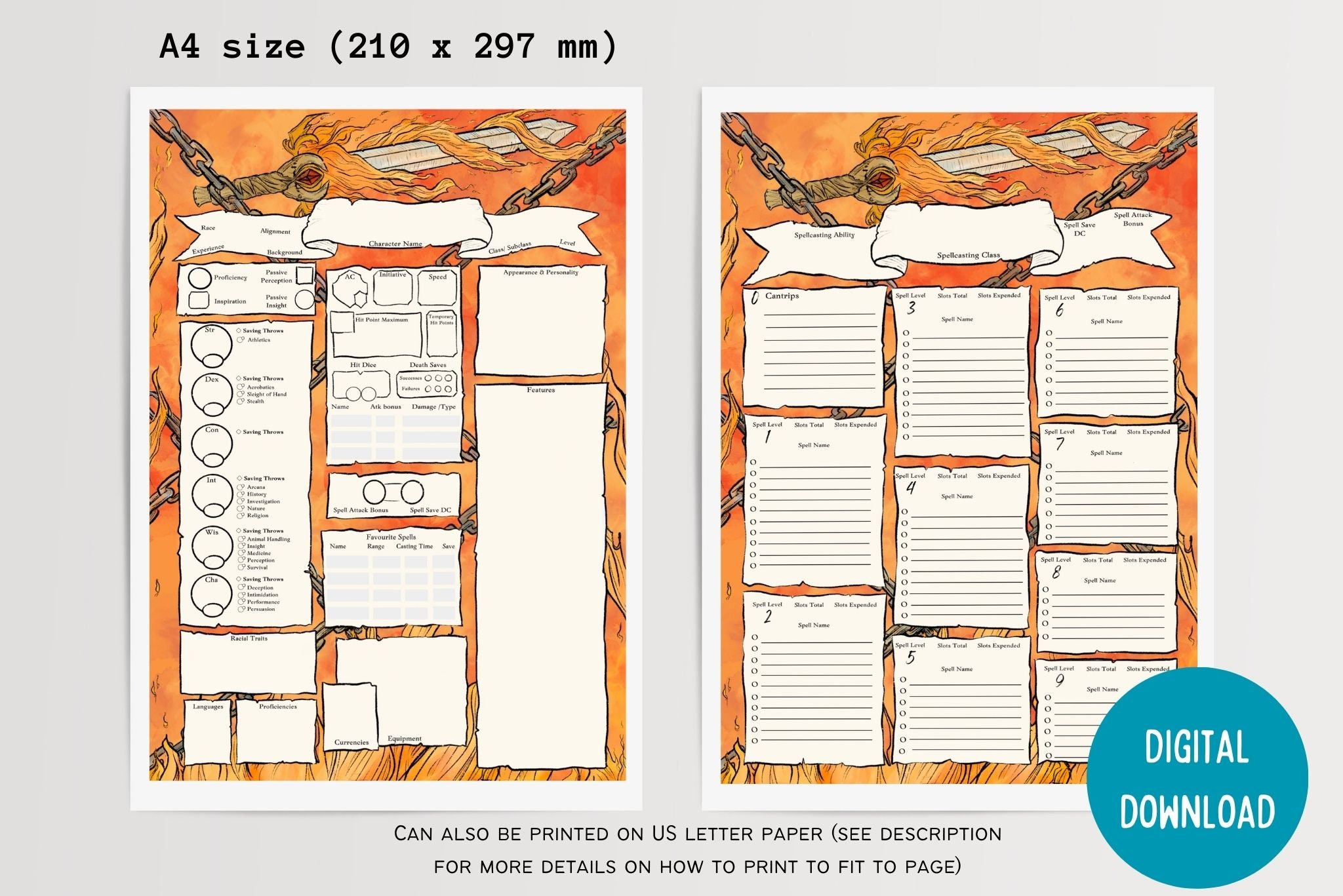 Inferno / Dnd Character Sheet PDF / Dnd 5e Character Sheet Druid Dnd ...