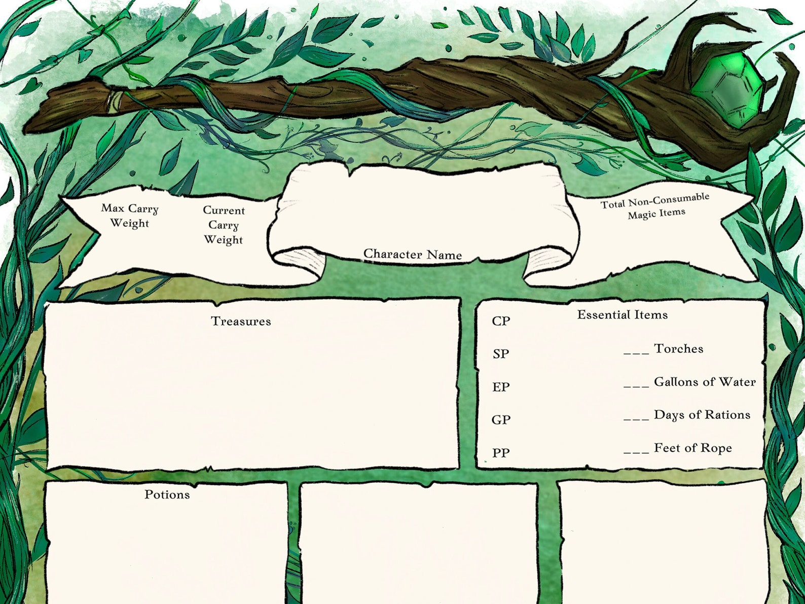 Secret Grove Dnd 5e Character Sheet: Hand-illustrated RPG Journal (PDF ...