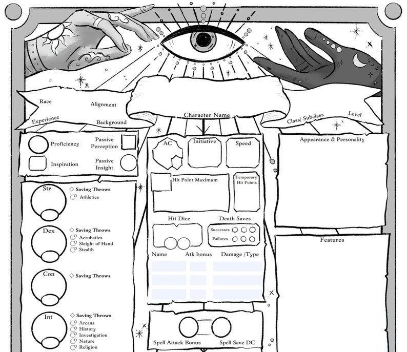 Cosmic Monk Dnd 5e Character Sheet: Illustrated PDF Journal - Etsy