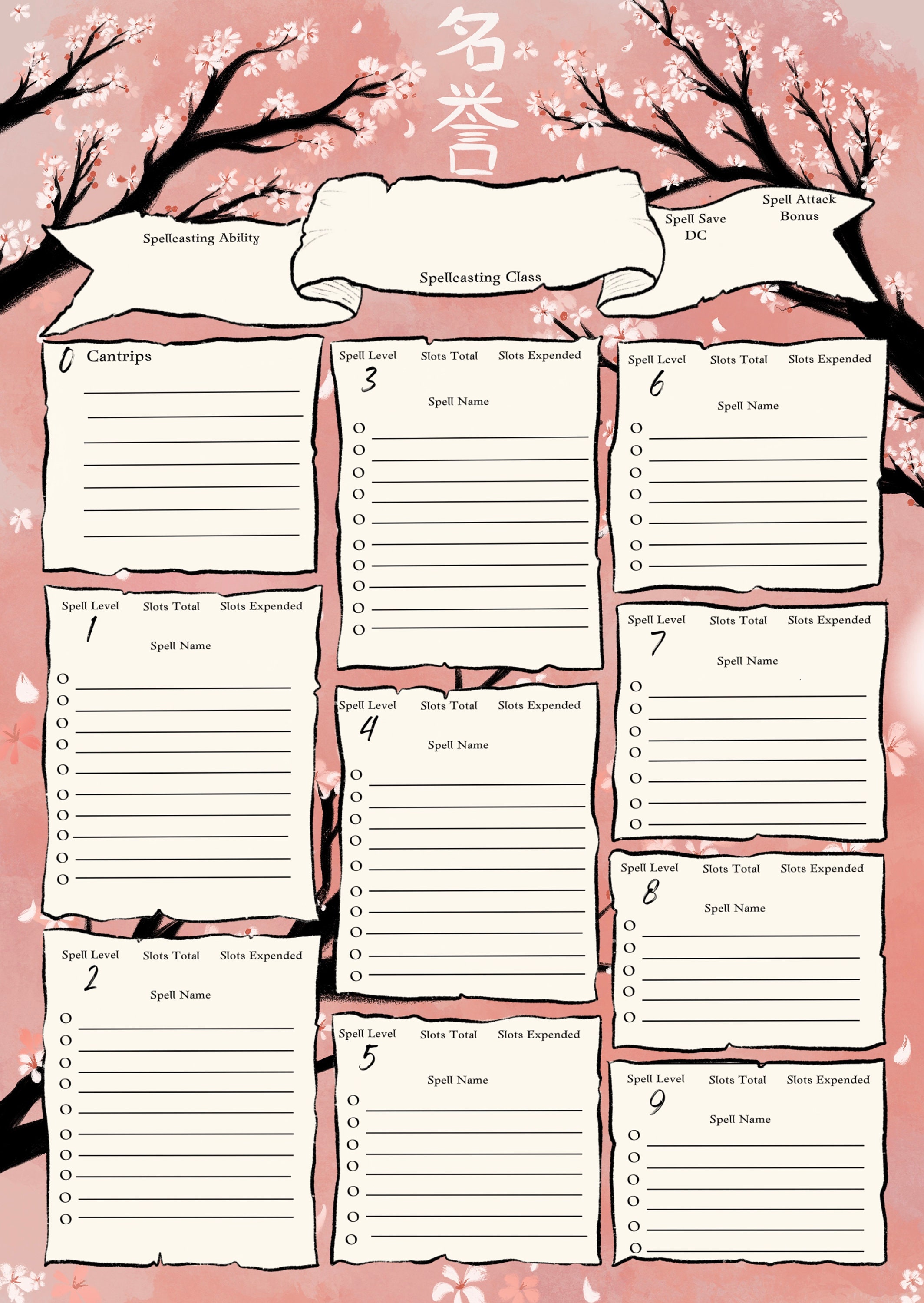 Hanami / Dnd Character Sheet PDF 5e Character Sheet Japan Dnd - Etsy Australia