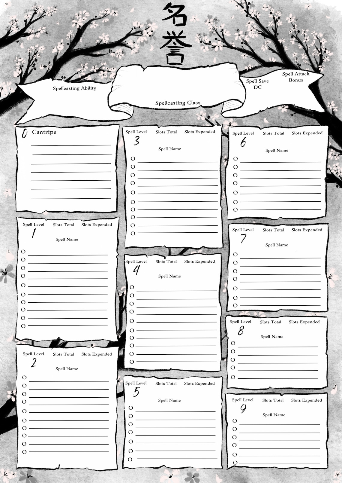 Hanami / Dnd Character Sheet PDF 5e Character Sheet Japan Dnd - Etsy