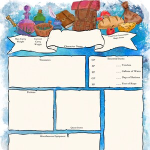Adventuring Gear Dnd Character Sheet / Dnd Character Sheet PDF / Printable Character Sheet / Dnd ...
