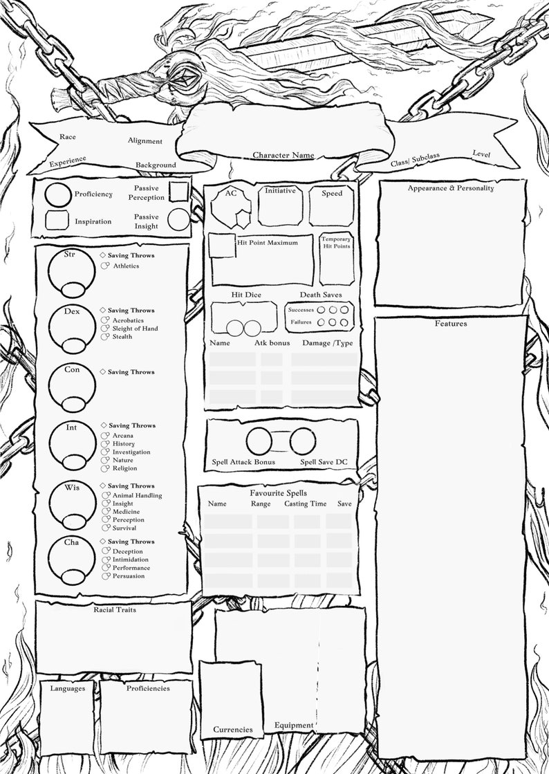 Inferno / Hoja de personajes DnD PDF / Hoja de personajes DnD - Etsy México