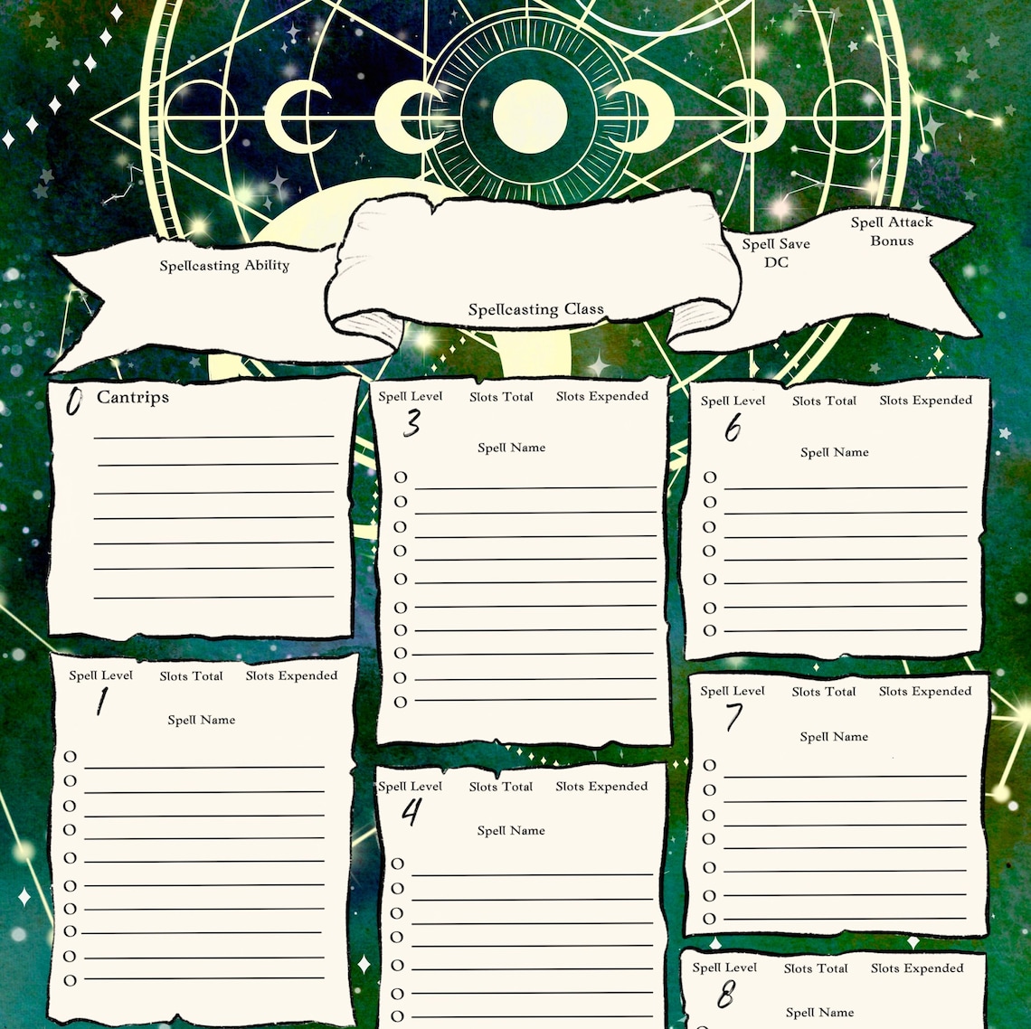 Celestial Skies / Dnd Character Sheet PDF / Dnd Character - Etsy