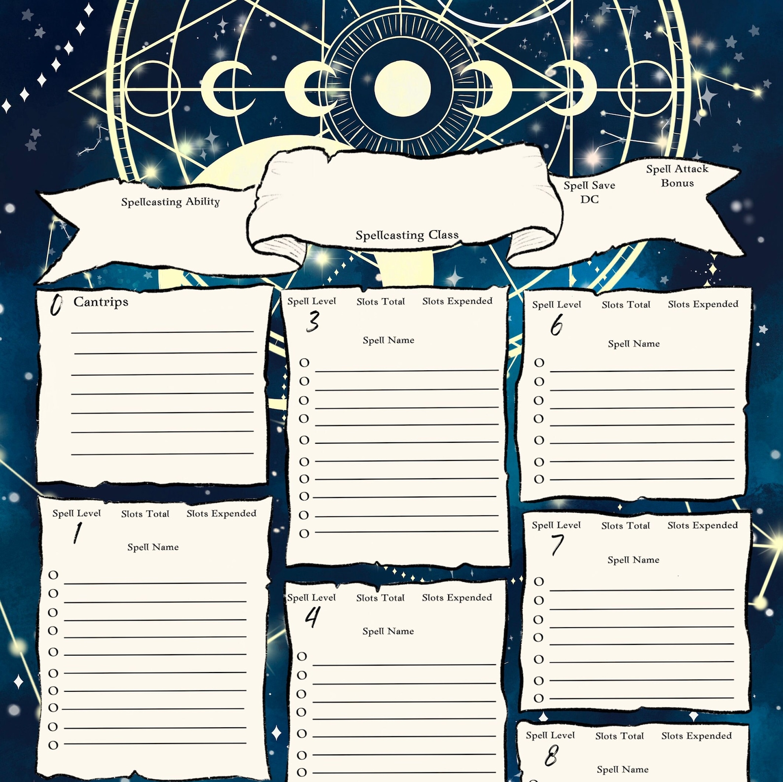Celestial Skies / Dnd Character Sheet PDF / Dnd Character - Etsy UK